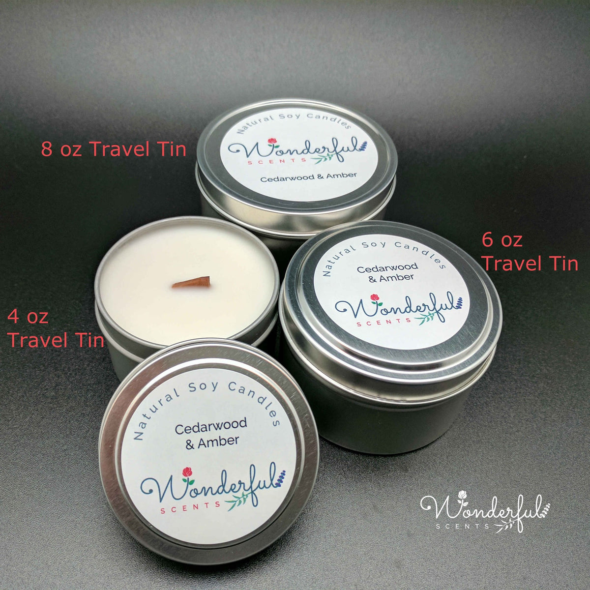 Soy Wax Travel Tin Candles With Wood Wick - 6 oz – Oneself Wonderful Scents